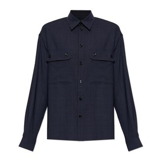 Dolce & Gabbana Wollhemd mit Taschen - - Shirts - Herren - Blau - XL