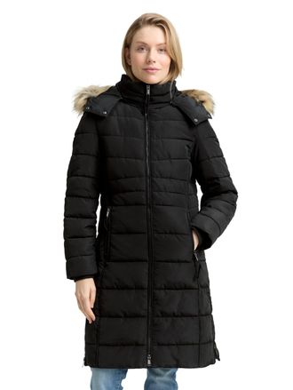 Tom Tailor Damen 1047533 Puffer-Mantel Mit Abnehmbarer Kapuze, 14482 - Deep Black, XXL EU