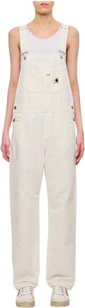 Carhartt Work in Progress Femme, Combinaisons et Ensembles, Blanc, Taille: 38 FR Salopette Droite &agrave; Bretelles