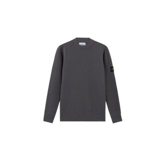 Stone Island Grauer Woll-Crewneck-Pullover mit gerippten Details - - Knitwear - Herren - Grau - XL