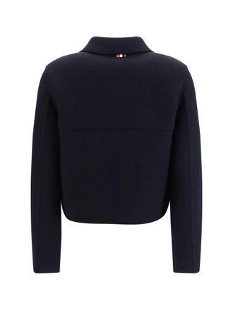 Thom Browne Cropped Virgin Wool Jacket - Navy