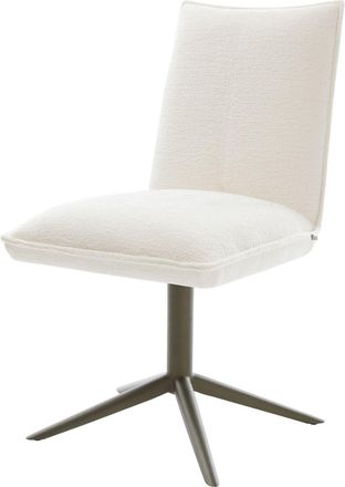 DELIFE Esszimmerstuhl Lelio-Flex Fu&szlig;kreuz Effektfinish Titan Boucl&eacute; Soft Beige 360&deg; drehbar Wippfunktion Taschenfederkern