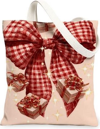 Generic Sacs fourre-tout en toile pour cadeaux de No&euml;l, sacs de courses r&eacute;utilisables, l&eacute;gers et lavables avec bandouli&egrave;re, Rouge, 13x15 Inch