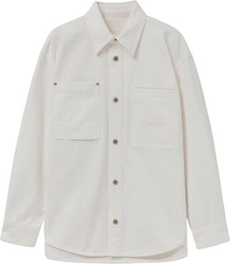 Wooyoungmi Wooyoungmi, Homme, Chemises, Blanc, Taille: XL Flower Back Logo Denim Shirt