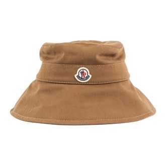 Moncler Bob en gabardine de coton avec cordon de serrage - Femme - Accessoires - Brun - Taille: L