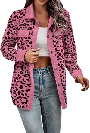 Generic Vestes pour femmes, chemises boutonn&eacute;es &agrave; manches longues, manteaux surdimensionn&eacute;s &agrave; imprim&eacute; l&eacute;opard avec poches 2026, RD2., XXL