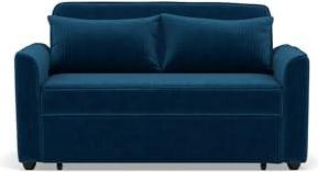 Best Mobilier Ernest - Canap&eacute; Droit 2 Places Convertible en Velours c&ocirc;tel&eacute;, Bleu