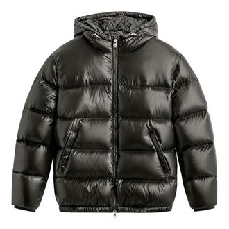 Generic Doudoune &agrave; capuche pour homme - Veste chaude &agrave; capuche brillante - Manteau dhiver zipp&eacute; - V&ecirc;tements dext&eacute;rieur bouffants, vert fonc&eacute;, XXL
