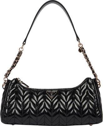 Guess Femme, Sacs, Noir, Taille: ONE Size Sac baguette &eacute;paule matelass&eacute; vernis