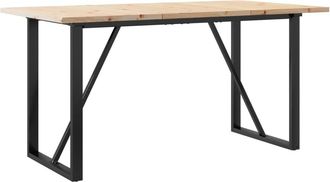 Generic Esstisch mit Naturholzplatte und Schwarzem Metallrahmen, Quadratischer K&uuml;chentisch Im Industriestil, Anwendbar f&uuml;r Kleine R&auml;ume, Fr&uuml;hst&uuml;cksecken und E