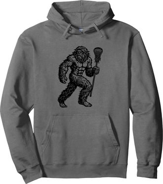 Giant Step Design Co. LaxSquatch! Vintage Sasquatch Lacrosse Player Funny Lax Pullover Hoodie