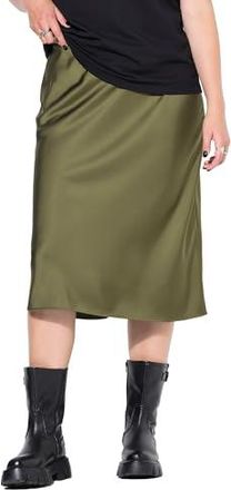 STUDIO UNTOLD Femme Grandes Tailles Jupe midi en Satin Coupe trapèze Palmiers Verts 50+ 843543430-50+