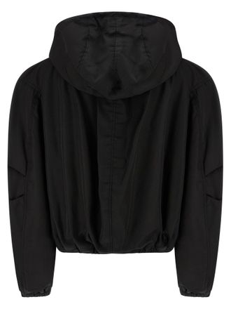 The Attico Nylon Bomber with Maxi Hood Jacket - Black
