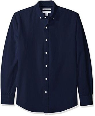 Amazon Essentials Chemise Oxford à Manches Longues Coupe Ajustée Homme, Bleu Marine, XXL