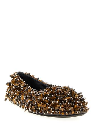 Dries Van Noten Womens Brown Viscose Ballet Flats
