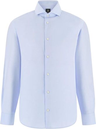 Boggi Milano Homme, Chemises, Bleu, Taille: 2XL Dobby Napoli Collar Shirt Slim Fit