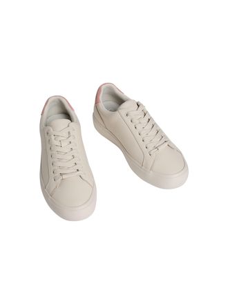 Calvin Klein Plateausneaker CALVIN KLEIN VULC LACE UP LTH MIX, Damen, Gr. 40, beige, rose, Leder, unifarben mit Farbeinsatz, Basic, Schuhe Plateausneaker, Casual-S
