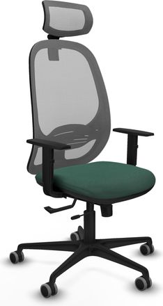 Piqueras y Crespo Schreibtischstuhl in Wassergr&uuml;n, mit 1D-Armlehnen, h&ouml;henverstellbare Lendenwirbelst&uuml;tze und h&ouml;henverstellbares Kopfteil und Neigung, Grau/Flaschengr&uuml;n