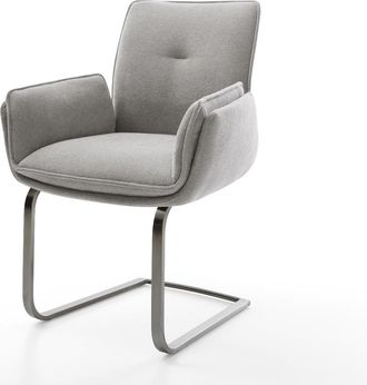 DELIFE Freischwinger Nela-Flex Strukturstoff Soft Grau Freischwinger flach Graphit, Esszimmerst&uuml;hle