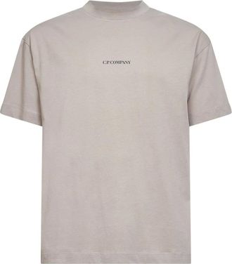 C.P. Company C.p. Company, Homme, Tops, Gris, Taille: M T-Shirt &agrave; Manches Courtes 30/1 Jersey Logo