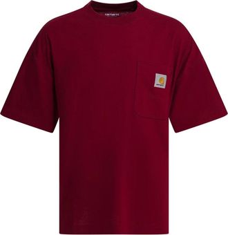 Carhartt Work in Progress Homme, Tops, Rouge, Taille: S Cotton Work T-Shirt