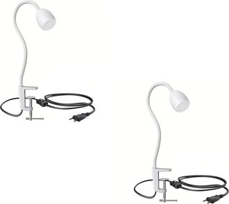 LEDs Com 2 Stück GU10 Klemmleuchte KLUK mit Schwanenhals, weiß inkl. GU10, 3-Stufen-dimmbar, warm-weiß, W