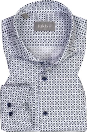 Fakts Herren Hemd blau gemustert Slim Fit