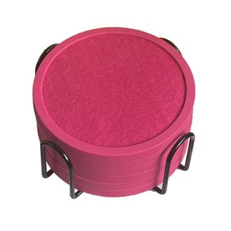 Generic Saugf&auml;hige Getr&auml;nkeuntersetzer mit Halter - 6er-Pack, Silikonuntersetzer mit weicher Filzeinlage, in Blau(Pink,10cm)