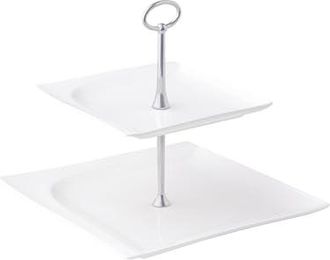 Ambition Etagere Porzellan 2 st&ouml;ckig Monaco 25,5 x 25,5 cm quadratischer Tortenst&auml;nder f&uuml;r Obst T&ouml;rtchen Kuchen