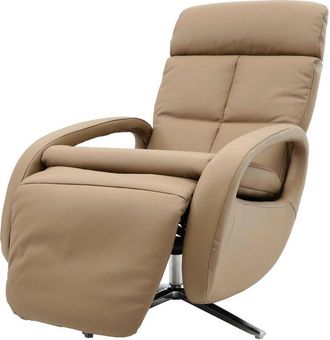 Hhg Neuwertig] Relaxsessel HHG 399, Design Fernsehsessel TV-Sessel Liegesessel, Liegefunktion drehbar, Voll-Leder taupe