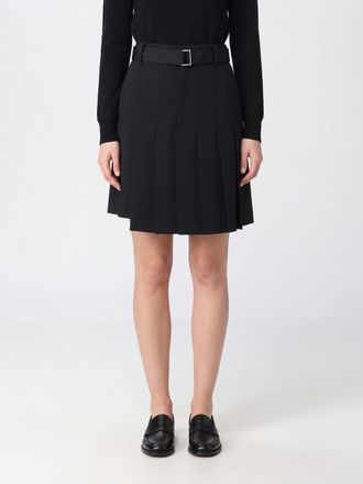 sacai Short pliss&eacute; en laine &agrave; taille haute avec ourlet asym&eacute;trique