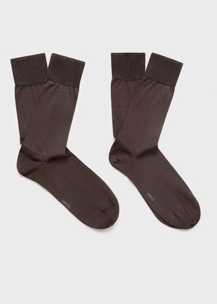 Mango Lot 2 paires de chaussettes longues coton marron - Homme - 40-42 - MANGO MAN