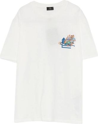 Etro Femme, Tops, Blanc, Taille: 42 FR T-shirt motivo Pegaso