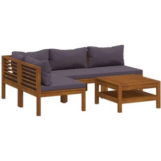 vidaXL 5-tlg. Garten-Lounge-Set mit Auflage Massivholz Akazie - Vidaxl
