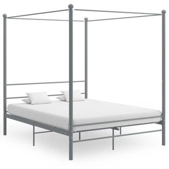 vidaXL Himmelbett Grau Metall 160x200 cm Vidaxl