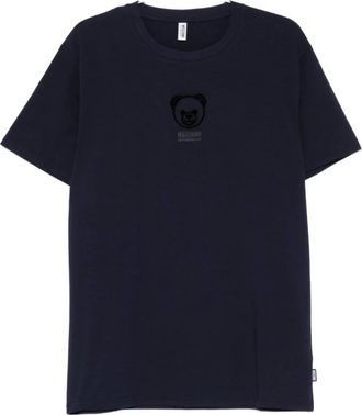 Moschino Homme, Tops, Bleu, Taille: XS T-shirt ras du cou avec imprimé ours