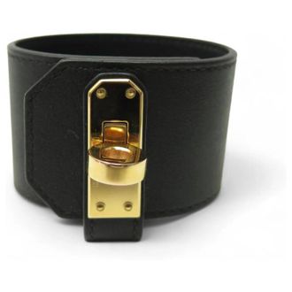 Herm&egrave;s Armband - HERMES KELLY TWIST GM T2 AUS SCHWARZEM LEDER MIT G - Gr. ONESIZE - in Schwarz - f&uuml;r Damen