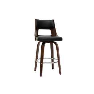 Miliboo Vintage-Barhocker Schwarz und dunkles Holz GARBO