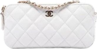 Chanel Sac bandouli&egrave;re matelass&eacute; en caviar pr&eacute;-appr&eacute;ci&eacute; - Femme - Pre-owned - Blanc - Taille: ONE Size