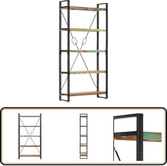 vidaXL Vidaxl - Bibliothèque 5 niveaux 90x30x180 cm Bois solide de récupération - Bibliothèque Industrielle - Bibliothèque Design - Bibliothèque Rangement