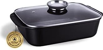 Laguiole Laguiole - Schmortopf, schwarz, 34 cm, antihaftbeschichtet, Blau, Diamond-Induktion