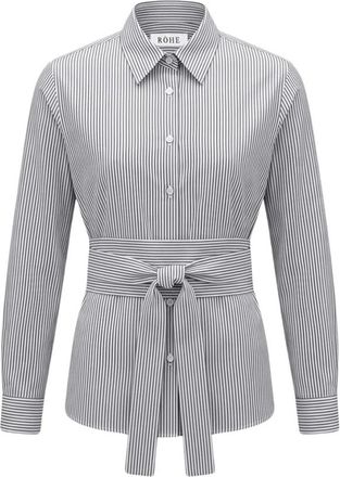 R&oacute;he Femme, Blouses et Chemises, Gris, Taille: 40 FR Silk Stripe Belted Shirt