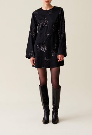 Claudie Pierlot Robe courte noire sequins brod&eacute;s