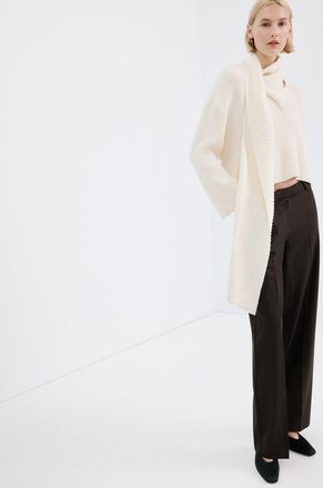 Mango Wide-Leg-Hose mit mittlerer Bundh&ouml;he und Bundfalten braun - Damen - 32 - MANGO