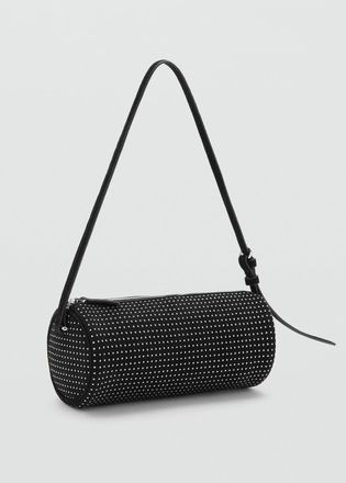Mango Ovale Schultertasche mit Ziernieten schwarz - Damen - Einheitsgröße - MANGO