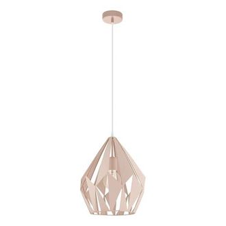 Eglo Suspension Carlton-P, lampe suspendue vintage 1 flamme, luminaire r&eacute;tro en acier, couleur : abricot pastel, douille : E27, &Oslash; 31 cm