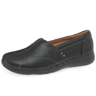 Clarks Damen Un Loop Stride Loafer, Black Leather, 37.5 EU