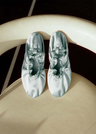 Mango Ballerines satin&eacute;es caoutchouc bleu - Femme - 36 - MANGO