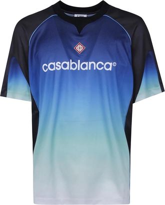 Casablanca Homme, Tops, Bleu, Taille: XL Top de Football Imprim&eacute; - D&eacute;grad&eacute;