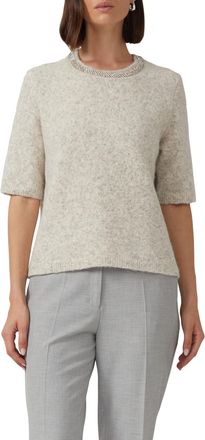 s.Oliver Softer Kurzarm-Pullover aus Wollmix mit Schmuck-Detail